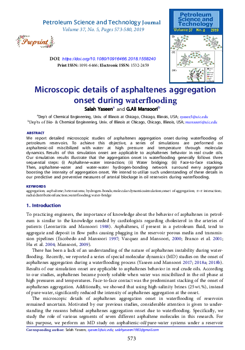 (PDF) Microscopic details of asphaltenes aggregation onset during ...