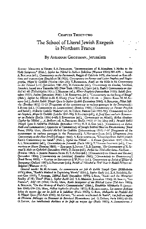 (PDF) Avraham Grossman, “The School of Literal Jewish Exegesis in ...