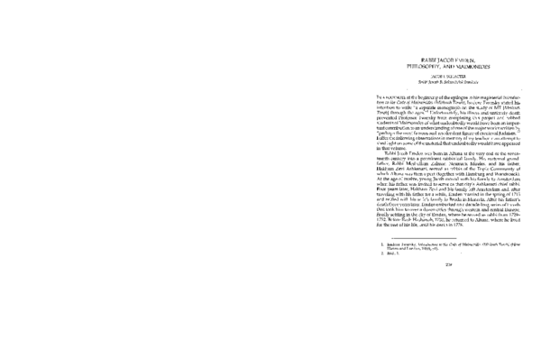 (PDF) Jacob J. Schacter, “Rabbi Jacob Emden, Philosophy and Maimonides,” in Jay M. Harris, ed ...