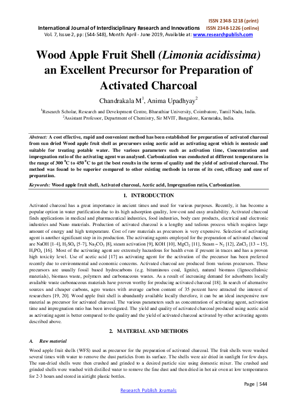 (PDF) Wood Apple Fruit Shell (Limonia acidissima) an Excellent ...