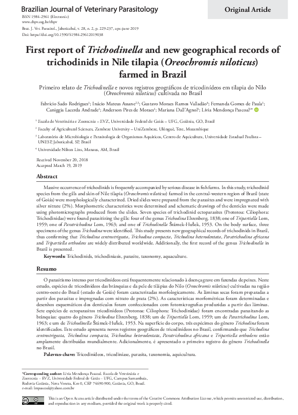 (PDF) First report of Trichodinella and new geographical records of ...