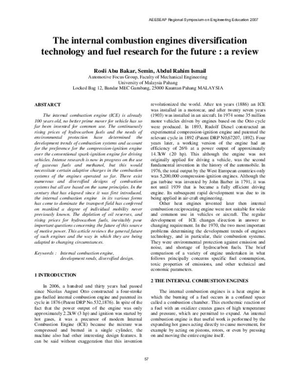 (PDF) The internal combustion engines diversification technology and ...