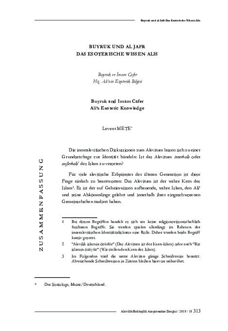 (PDF) Buyruk und Al Jafr - Das esoterische Wissen Alis (Journal of ...