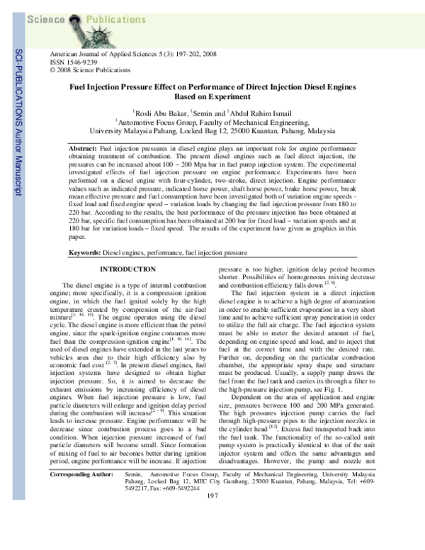 (PDF) Fuel Injection Pressure Effect on Performance of Direct Injection ...