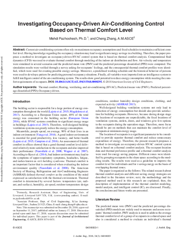 (PDF) Investigating Occupancy-Driven Air-Conditioning Control Based on ...