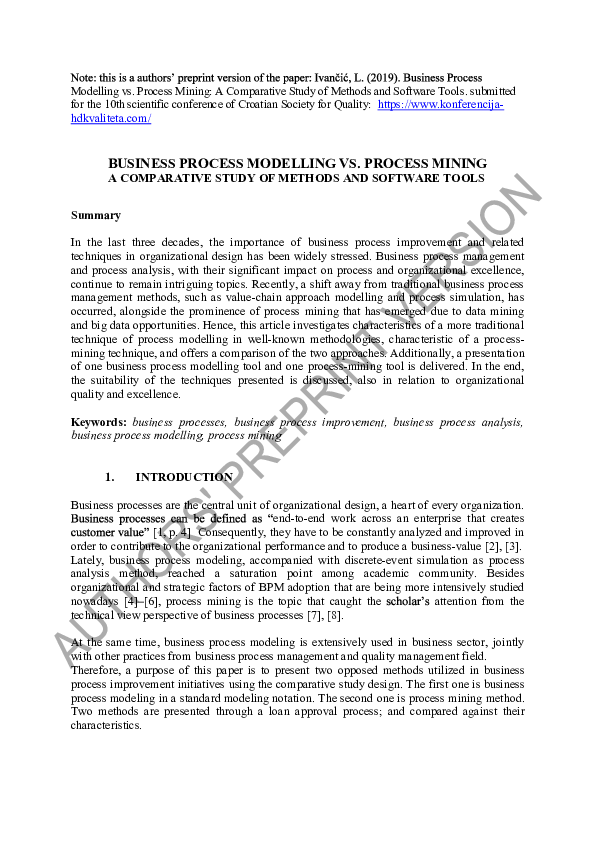 (PDF) Business Process Modelling vs. Process Mining: A Comparative Study of Methods and Software ...
