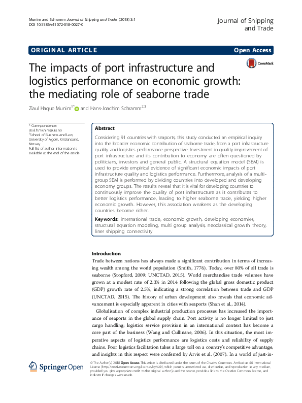 (PDF) The impacts of port infrastructure and logistics performance on ...