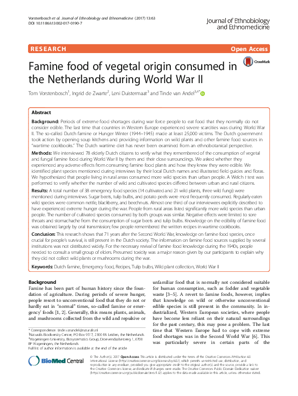 (PDF) Famine food of vegetal origin consumed in the Netherlands during ...