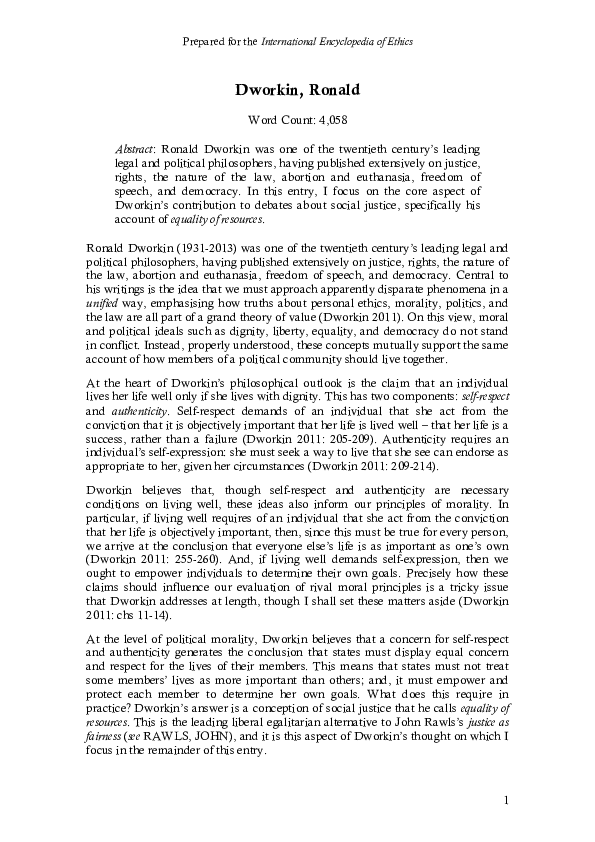 (PDF) Dworkin, Ronald