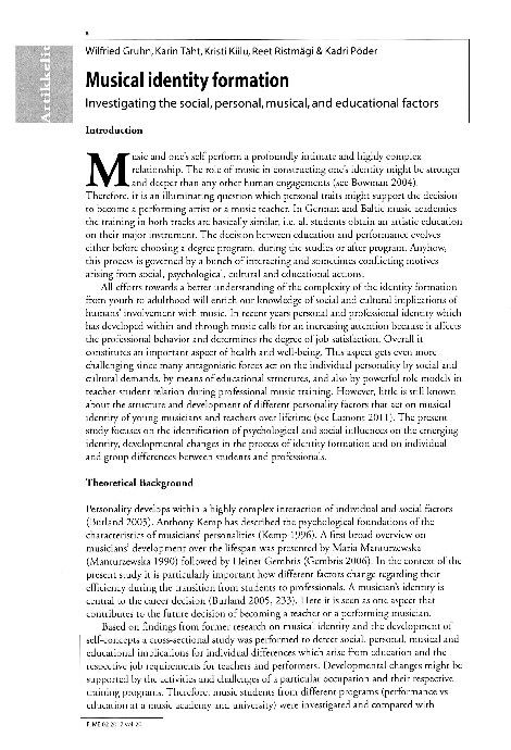 (PDF) Musical identity formation. Investigating the social, personal ...