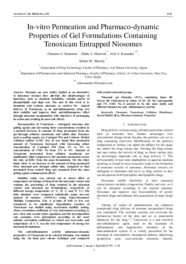 (PDF) In-vitro Permeation and Pharmaco-dynamic Properties of Gel Formulations Containing ...