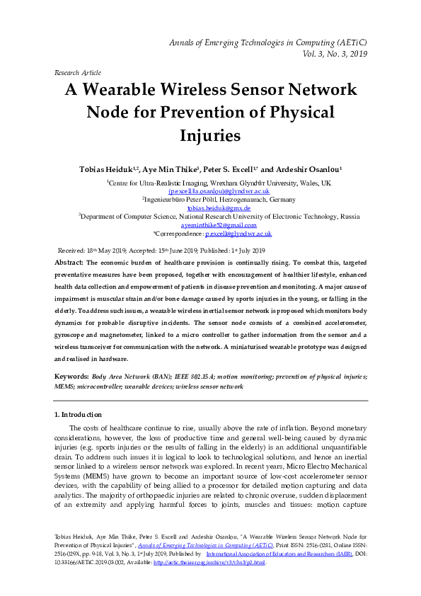 (PDF) A Wearable Wireless Sensor Network Node for Prevention of ...