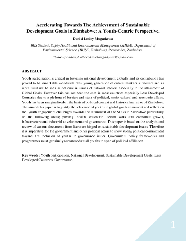 (PDF) Accelerating Towards The Achievement of Sustainable Development ...