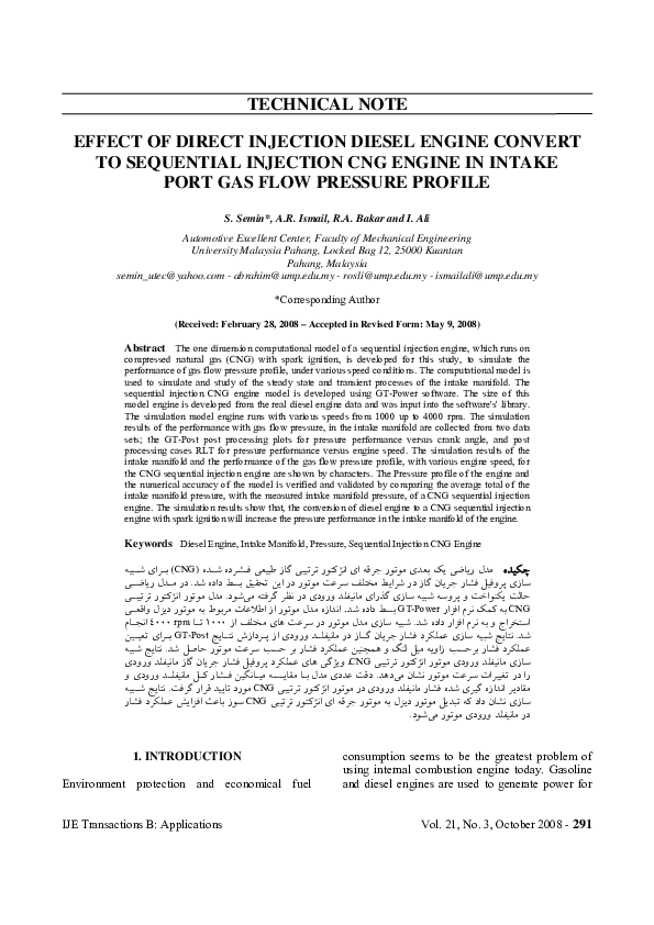 (PDF) TECHNICAL NOTE EFFECT OF DIRECT INJECTION DIESEL ENGINE CONVERT ...