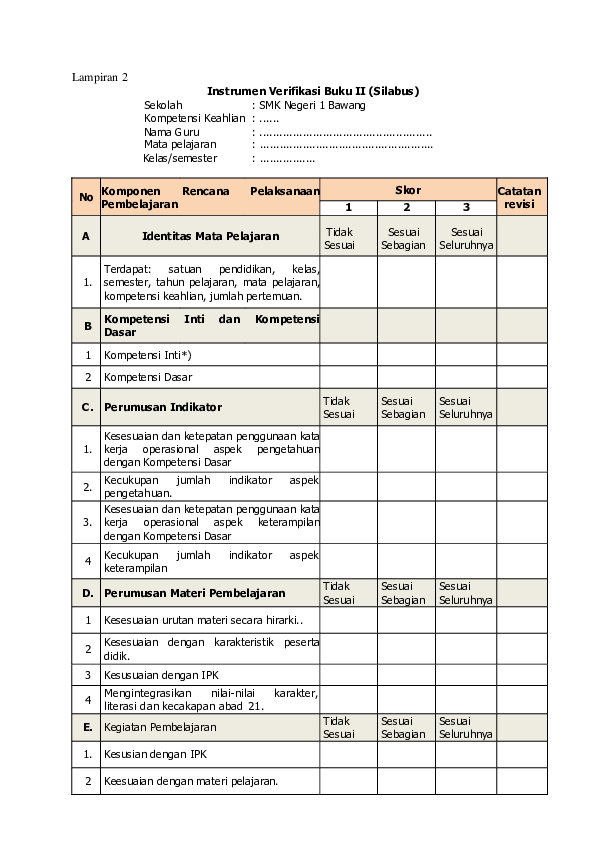 (DOC) Instrumen Telaah Silabus