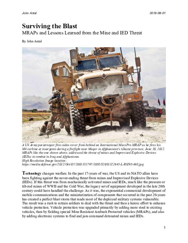 (PDF) Surviving the Blast MRAPs and Lessons Learned from the Mine and ...