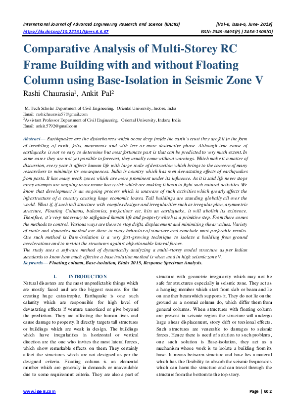 Comparative Analysis Of Multi Storey Rc Frame Building With And Without