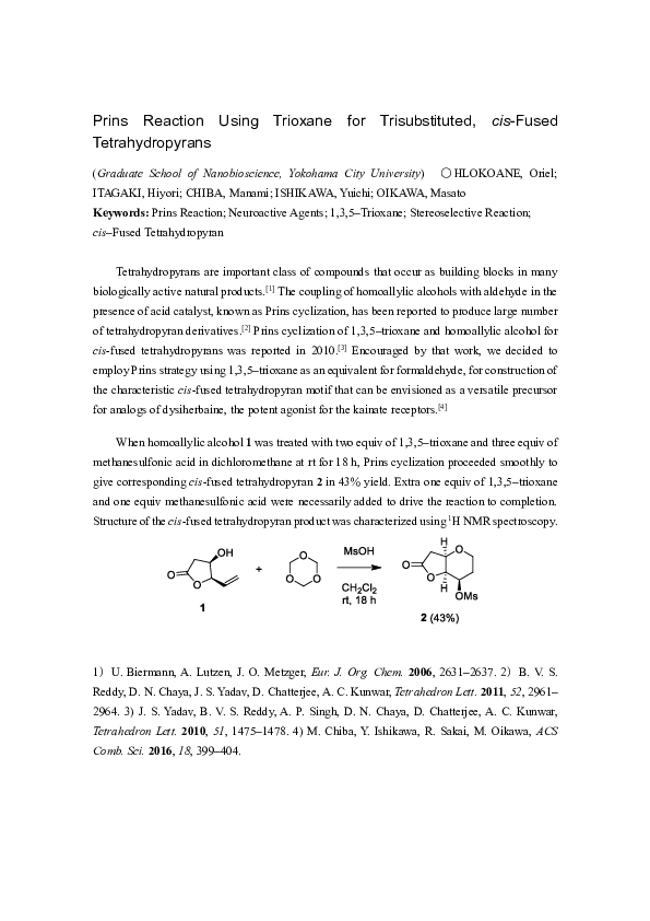 (PDF) Prins Reaction Using Trioxane for