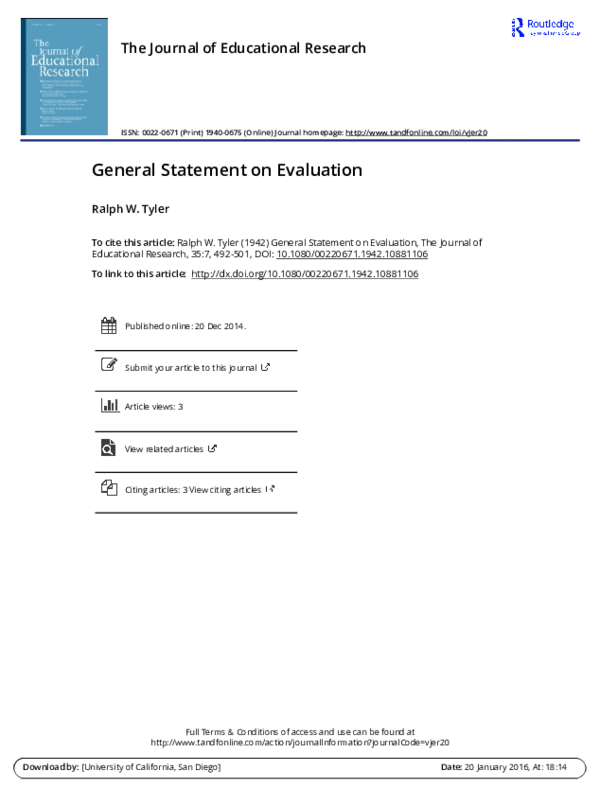 (PDF) General Statement on Evaluation
