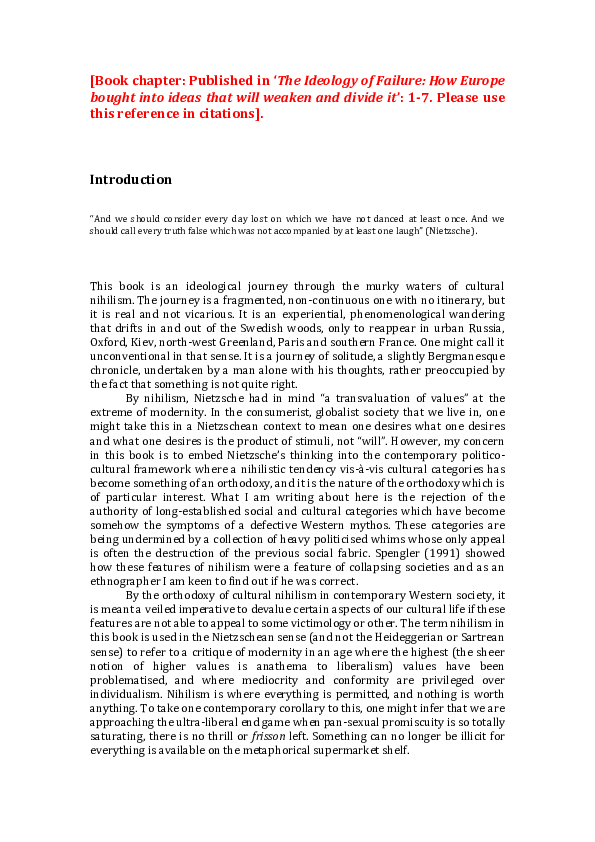 (DOC) Cultural Nihilism: A Nietzschean approach to the contemporary ...