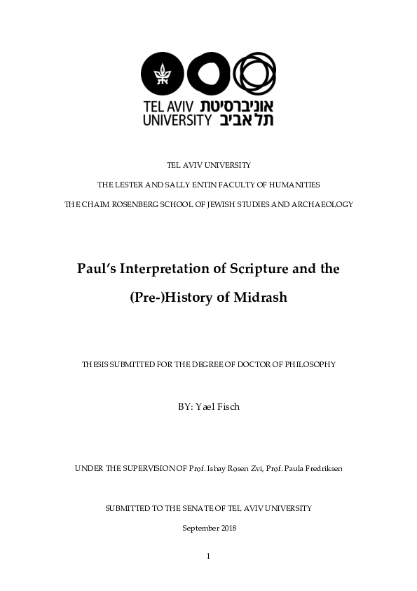 (PDF) Paul's Interpretation of Scripture and the (Pre-)History of ...