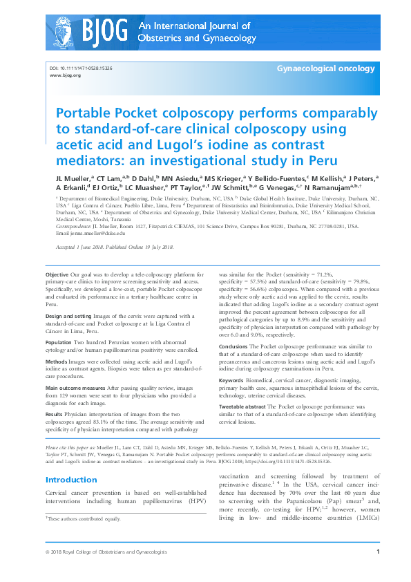 (PDF) Portable Pocket colposcopy performs comparably to standard-of ...