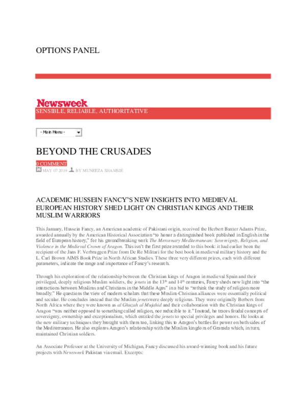 (DOC) Beyond The Crusades: Hussein Fancy-Interview