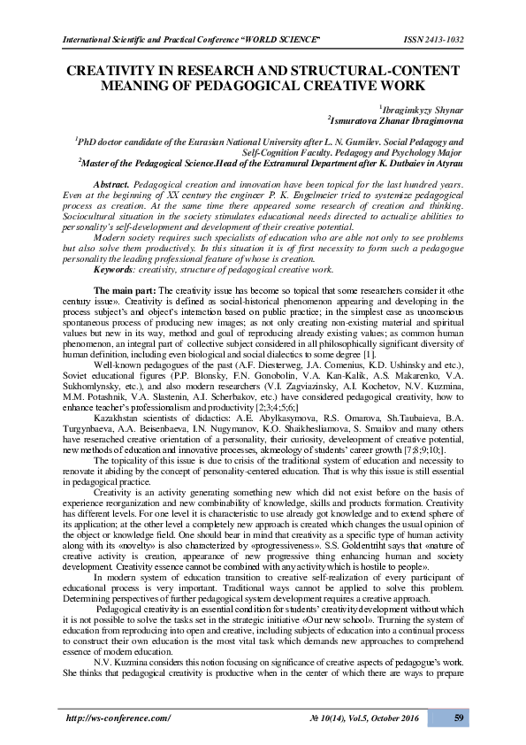 (PDF) CREATIVITY IN RESEARCH AND STRUCTURAL-CONTENT MEANING OF ...
