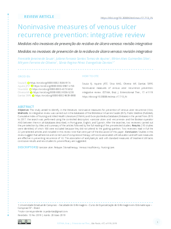 (PDF) Noninvasive measures of venous ulcer recurrence prevention ...