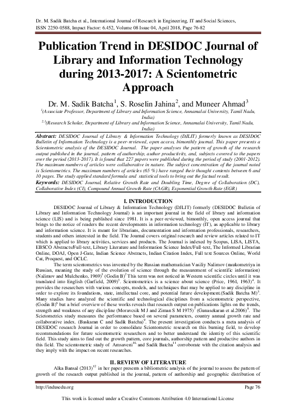 (PDF) Publication Trend in DESIDOC Journal of Library and Information ...