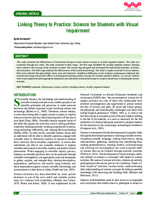 (PDF) Linking Theory to Practice: Science for Students with Visual ...
