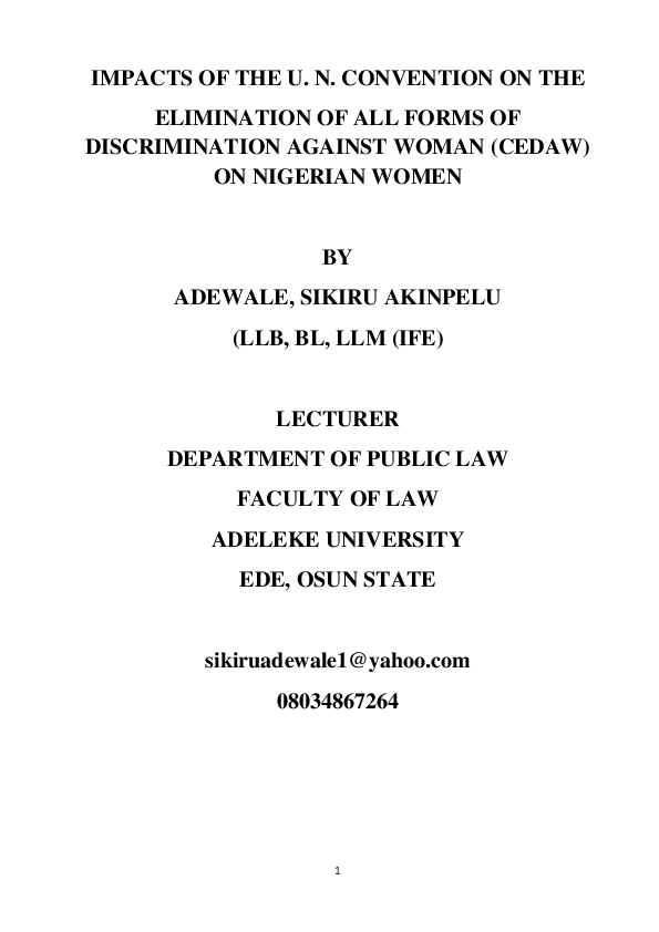 (DOC) The United Nations' Convention on Elimination of All Forms of ...