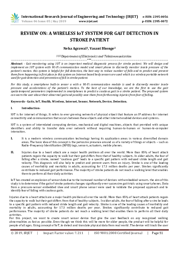 (PDF) IRJET- REVIEW ON: A WIRELESS IoT SYSTEM FOR GAIT DETECTION IN ...