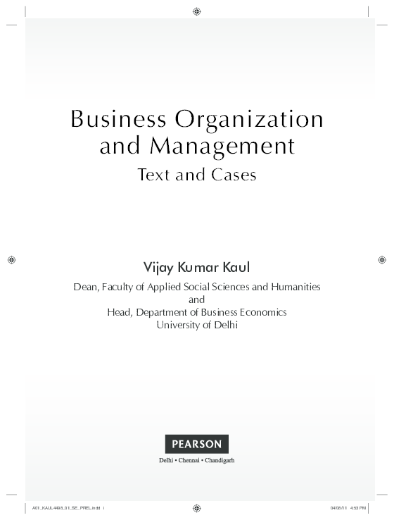 (PDF) Business Organization and Management Text and Cases