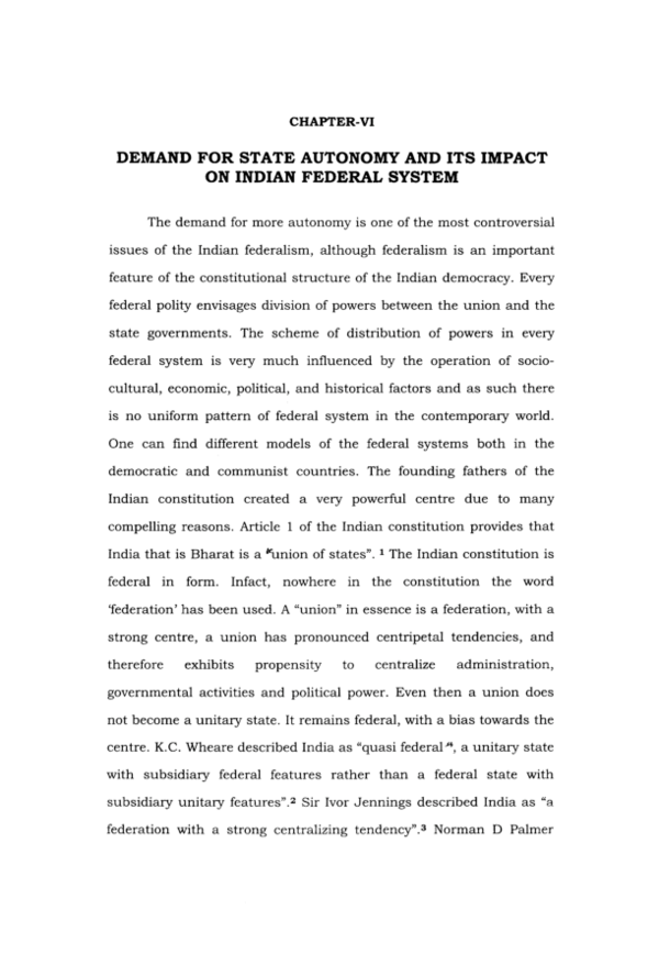 (PDF) CHAPTER-VI DEMAND FOR STATE AUTONOMY AND ITS IMPACT ON INDIAN ...