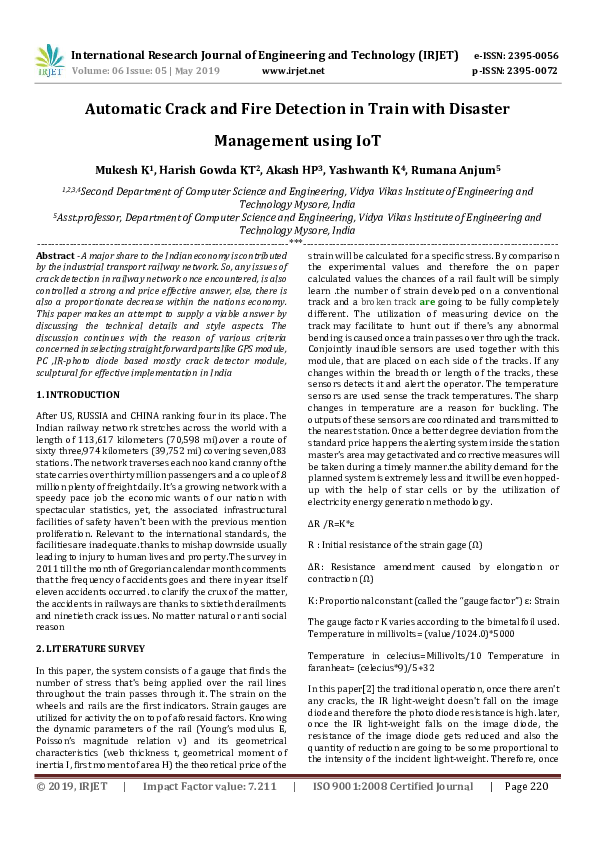 (PDF) IoT-Based Fire and Crack Detection in Trains