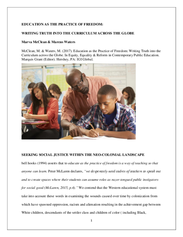 (PDF) EDUCATION AS THE PRACTICE OF FREEDOM: WRITING TRUTH INTO THE ...