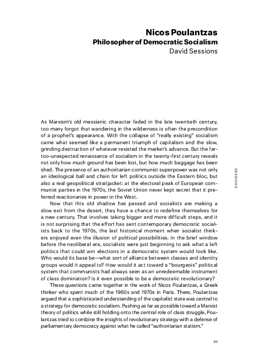 (PDF) Nicos Poulantzas: Philosopher of Democratic Socialism