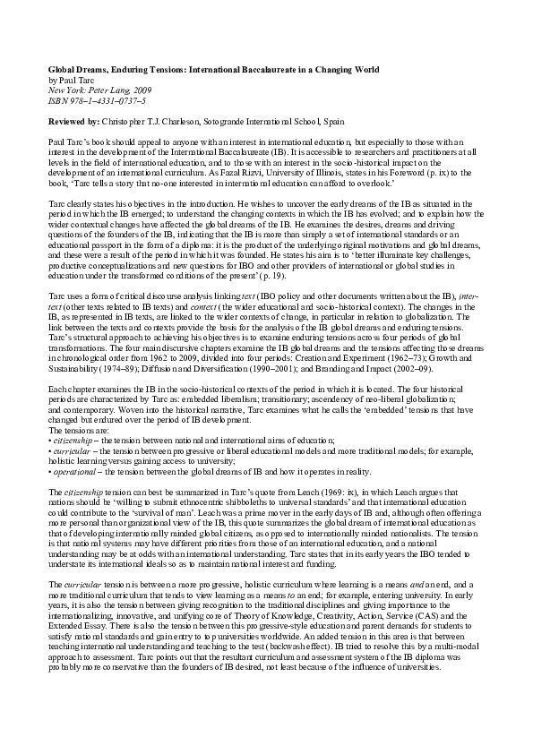 (PDF) Book Review: Global Dreams, Enduring Tensions: International ...