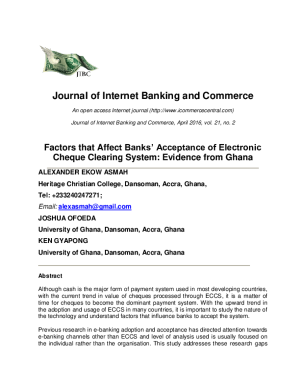 (PDF) Journal of Internet Banking and Commerce Factors that Affect ...