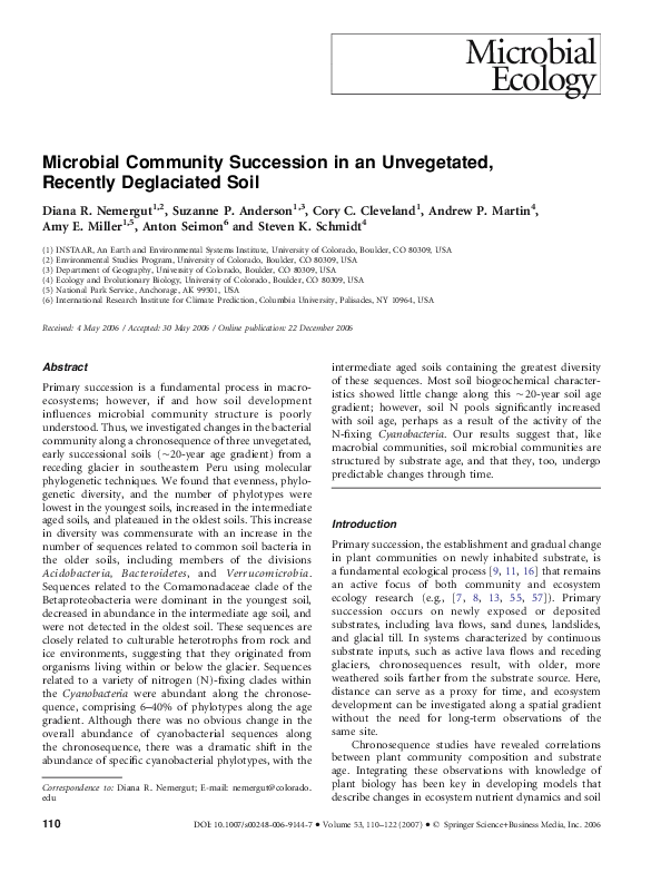 (PDF) Microbial Ecology Microbial Community Succession in an ...