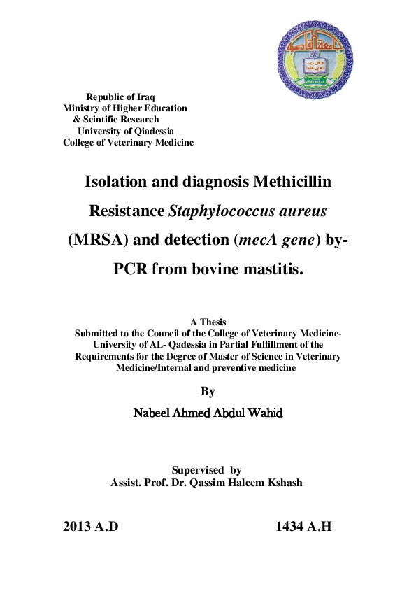 (PDF) Isolation and diagnosis Methicillin Resistance Staphylococcus aureus (MRSA) and detection ...