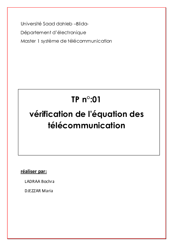 (DOC) Université Saad dahleb -Blida- Département d'électronique Master ...