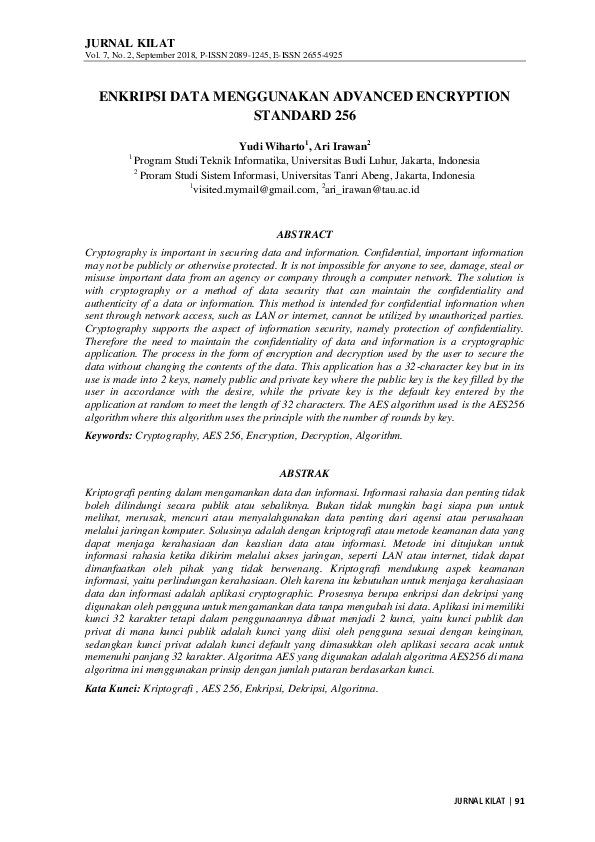 (PDF) ENKRIPSI DATA MENGGUNAKAN ADVANCED ENCRYPTION STANDARD 256