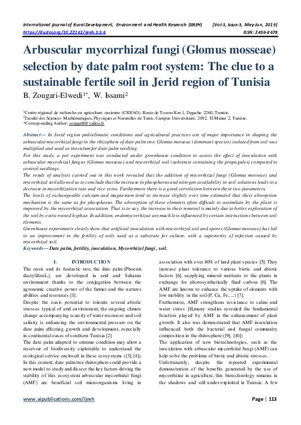 (PDF) Arbuscular mycorrhizal fungi (Glomus mosseae) selection by date ...