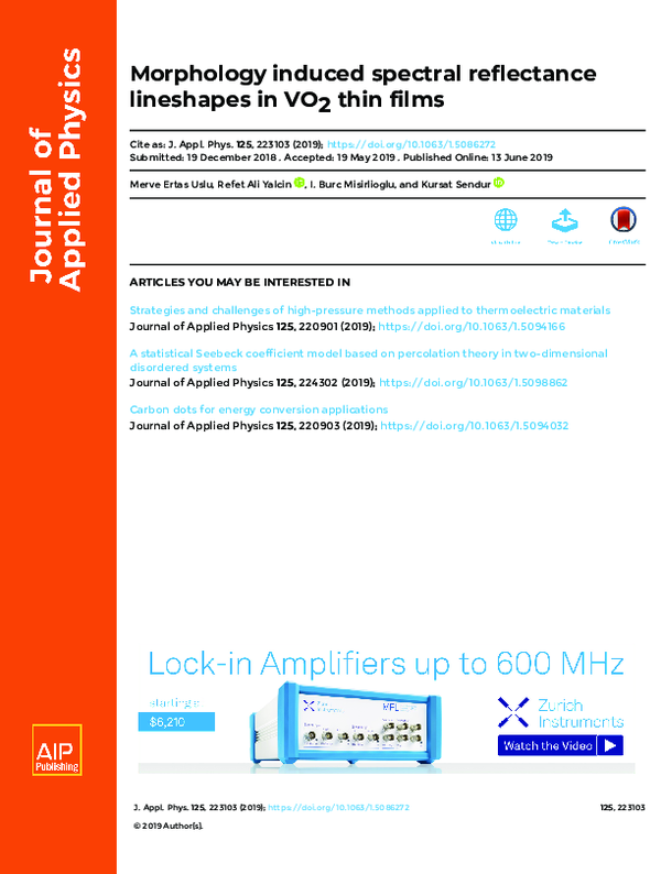 (PDF) Morphology induced spectral reflectance lineshapes in VO2 thin films