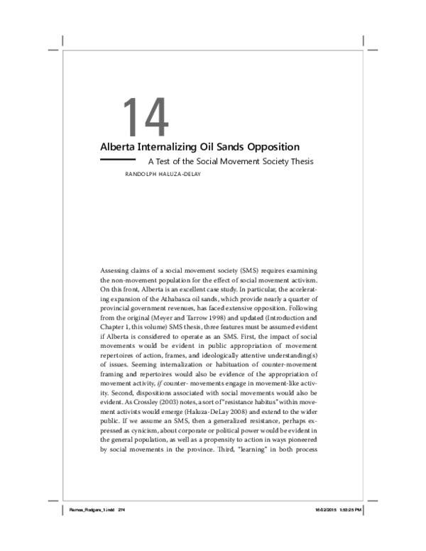 (PDF) Alberta Internalizing Oil Sands Opposition-Alberta Internalizing ...