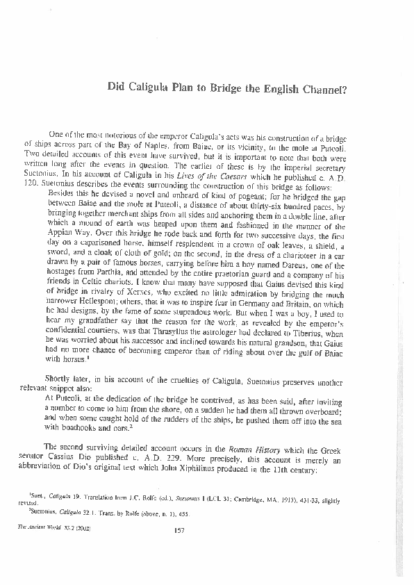 (PDF) Did Caligula Plan to Bridge the English Channel?