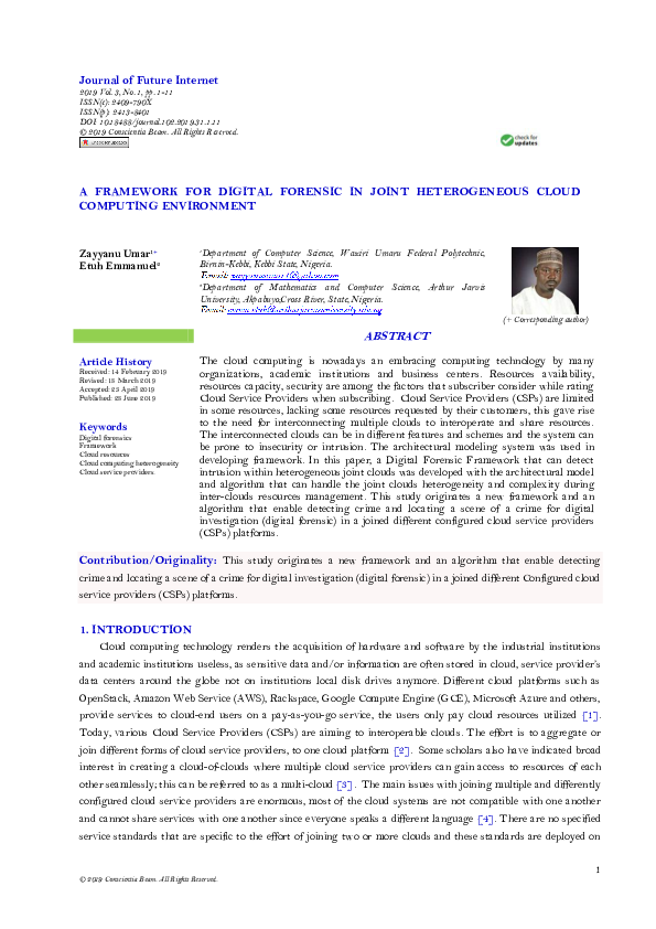 (PDF) A FRAMEWORK FOR DIGITAL FORENSIC IN JOINT HETEROGENEOUS CLOUD COMPUTING ENVIRONMENT