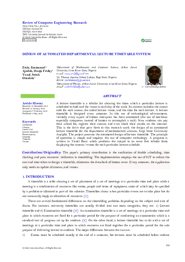 (PDF) DESIGN OF AUTOMATED DEPARTMENTAL LECTURE TIMETABLE SYSTEM
